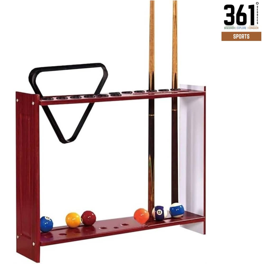 Wooden 12-Hole Wall-Mounted Billiard/Snooker Cue Rack | 361 Degrees ...